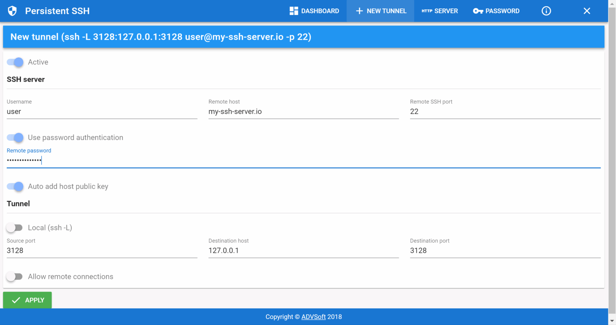 Persistent SSH – SSH tunnel manager for Windows